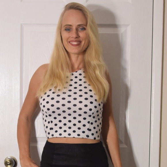 Alt.B | Tops | Altb Crop Top Black And White Polka Dot Xss | Poshmark